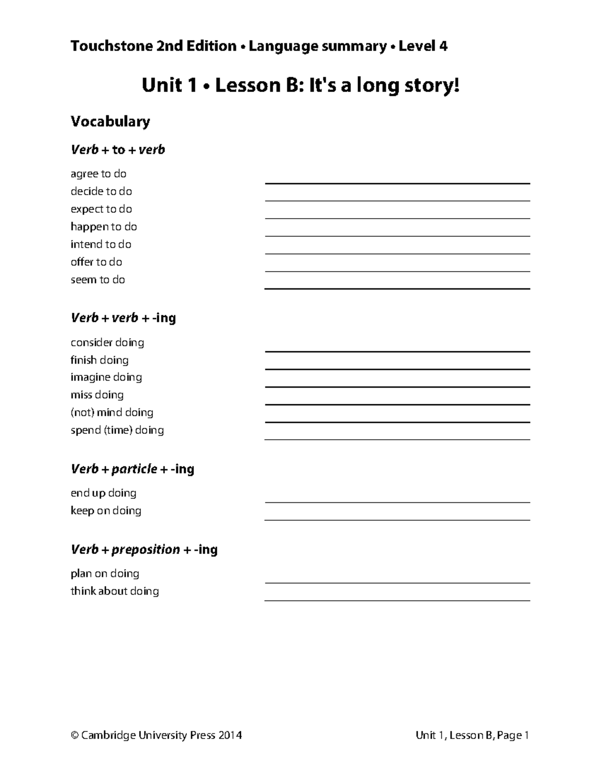 U1 Lección B - Enseñanza del idioma inglés - Touchstone 2nd Edition ...