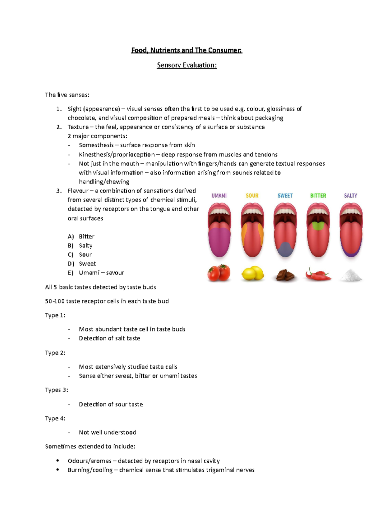 Lecture 3 - Sensory Evaluation - Food, Nutrients and The Consumer ...