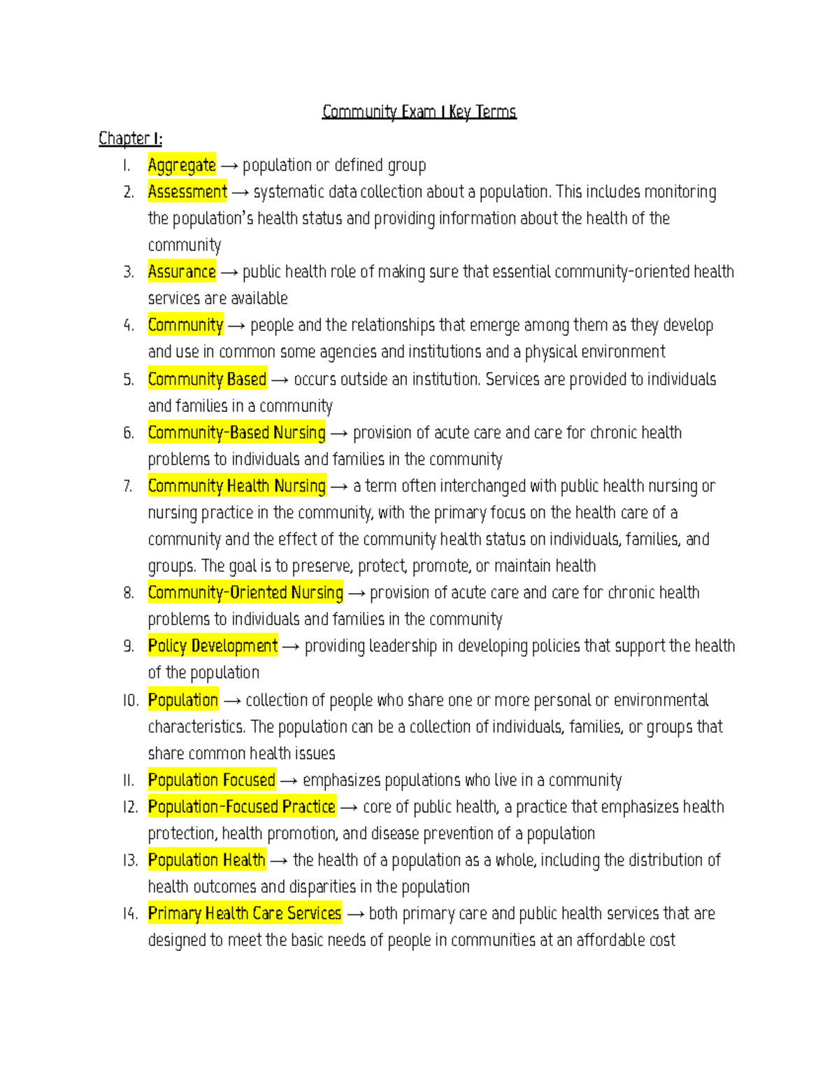 Population Exam 1 Key Terms - Community Exam 1 Key Terms Chapter 1 ...