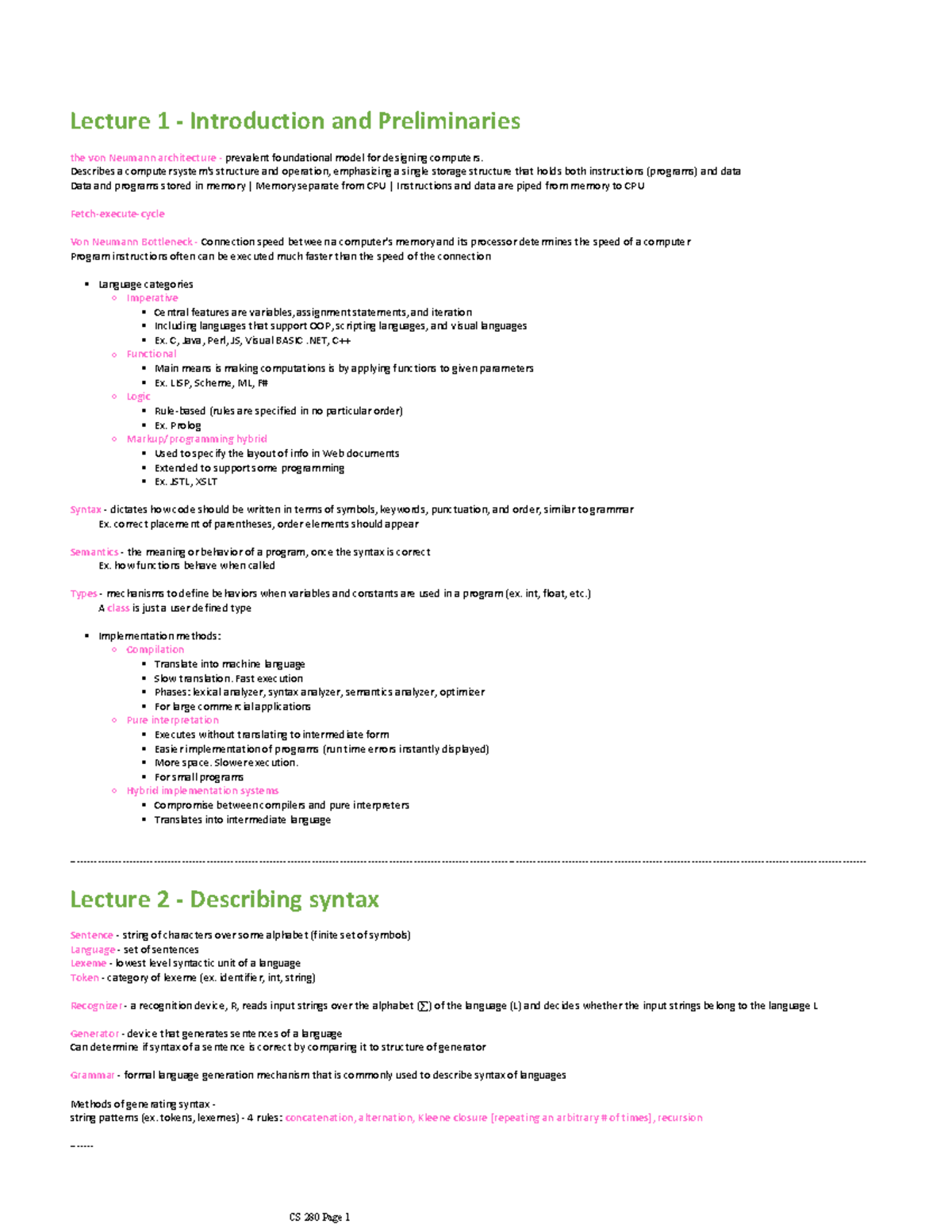 Cs280 notes - Lecture 1 - Introduction and Preliminaries the von ...