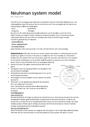 Neuman Systems Model Uittreksel - Introductiecollege Neuman Systems ...