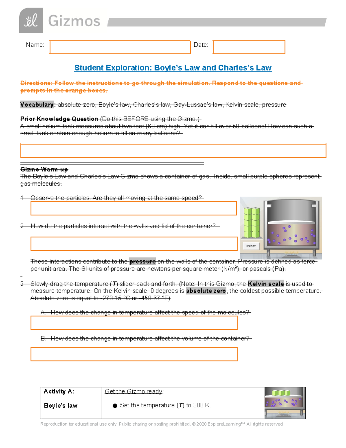 Copy of Boyles Charles SE - Name: Date: Student Exploration: Boyle’s ...