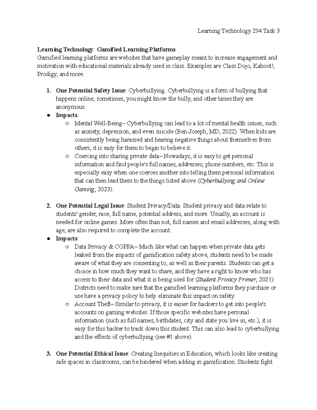 Copy of 294 Task 3 - Passed first submission. - Learning Technology 294 ...