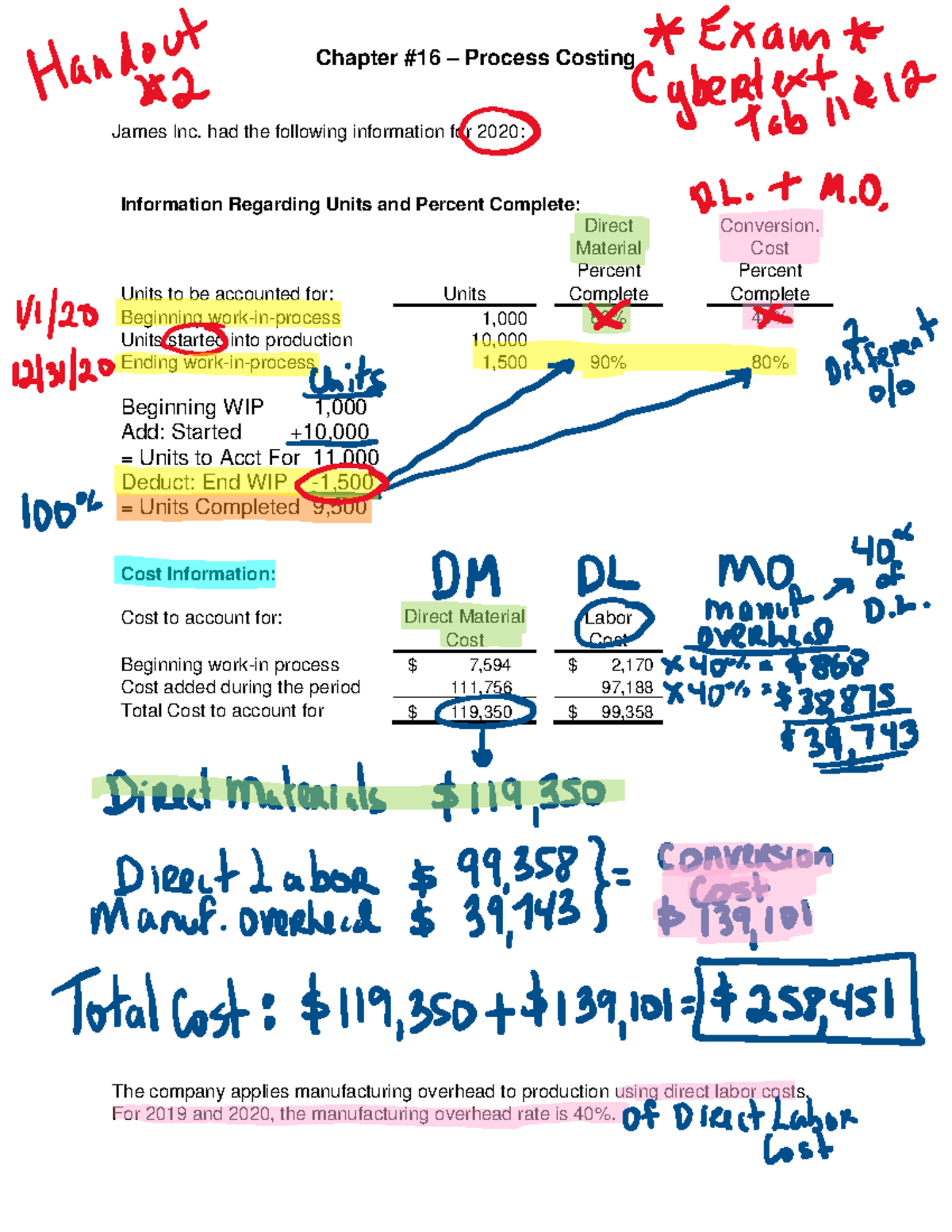 Chapter 16 Problem 2 Solved - Chapter #16 – Process Costing James Inc. had the following ...