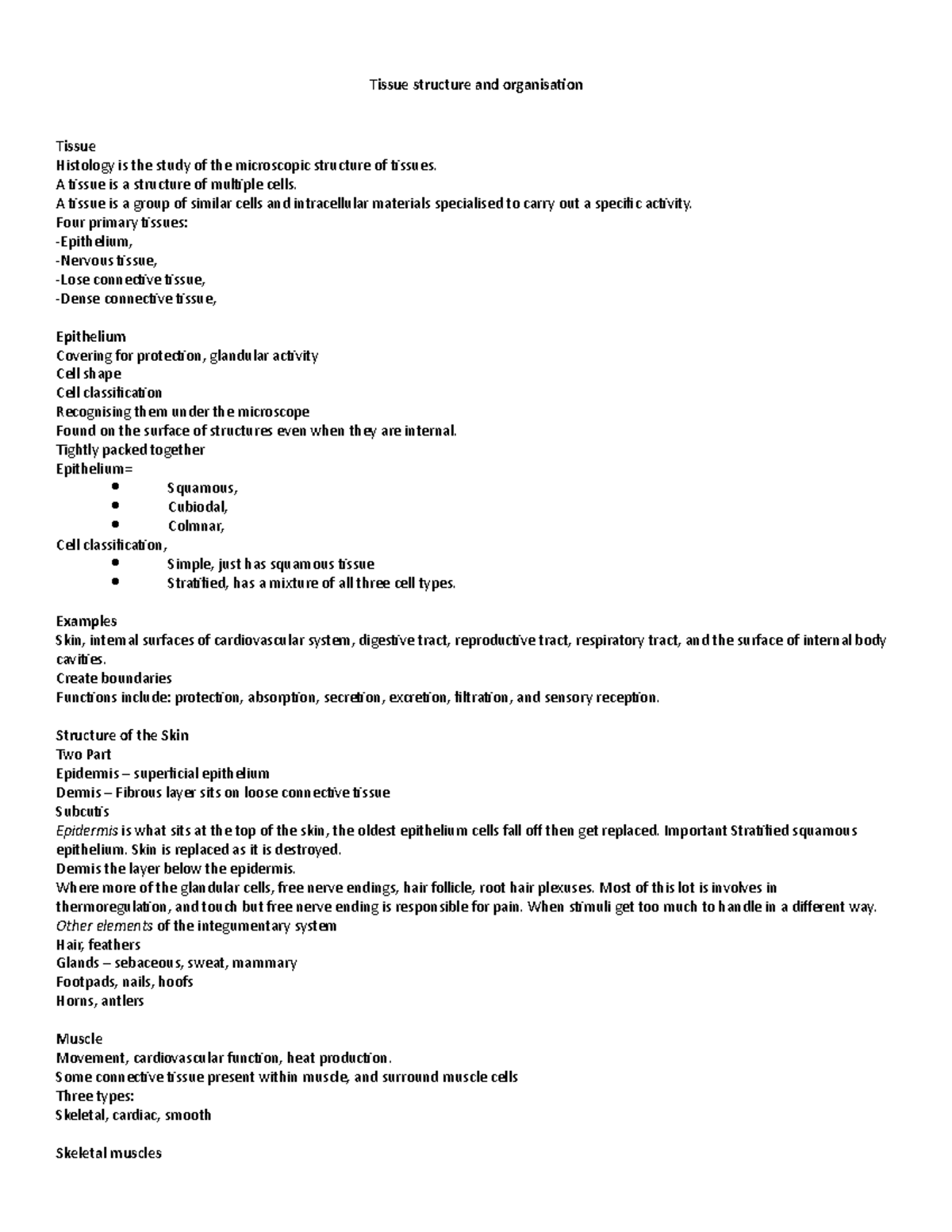 Tissue structure and organisation - Tissue structure and organisation ...