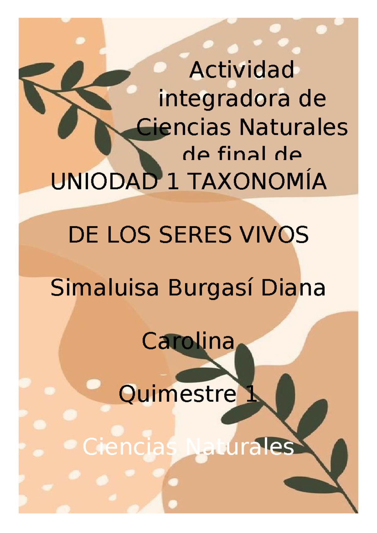 Taxonomía de los seres vivos - Actividad integradora de Ciencias ...