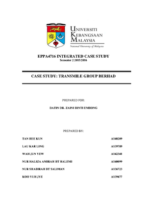 Pdfcoffee - 1 Case Summary Transmile Group Berhad (Transmile) is one of ...