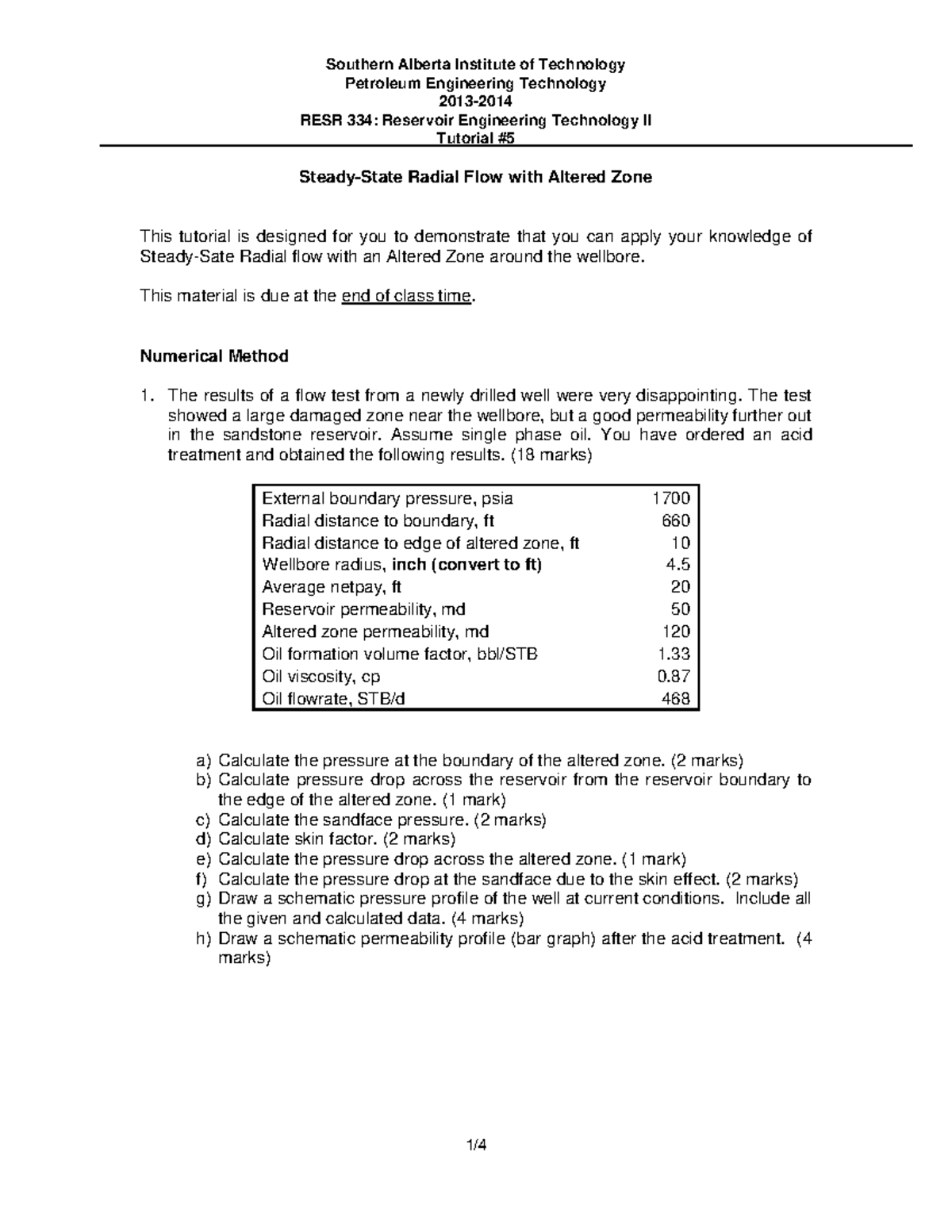 Steady-State Radial Flow with Altered Zone - RESR344 - SAIT Polytechnic - Studocu