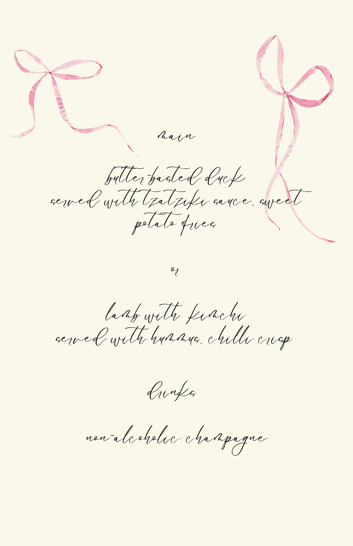 Menu coquette design - Applied Art and Design - main butter-basted duck ...