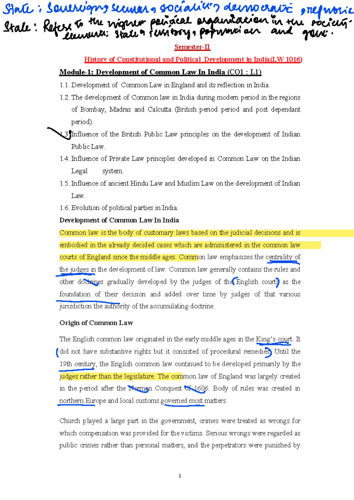 History Bballb - Semester-II History of Constitutional and Political ...