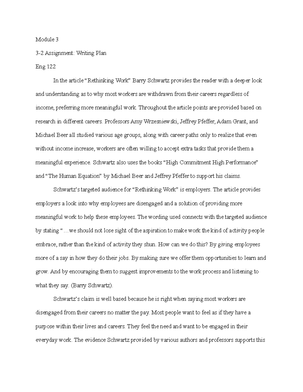 Eng 122 - Assignment 2 - Module 3 3-2 Assignment: Writing Plan Eng 122 ...