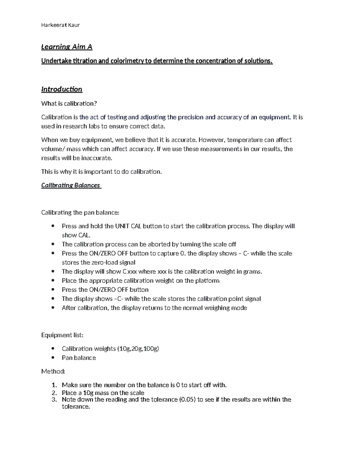 Learning Aim A restored - Learning Aim A Undertake titration and ...