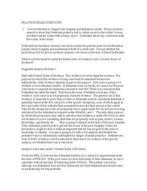 Evidence - Rules Only Outline sample - Base Relevance Rules 1. Rule 402 ...