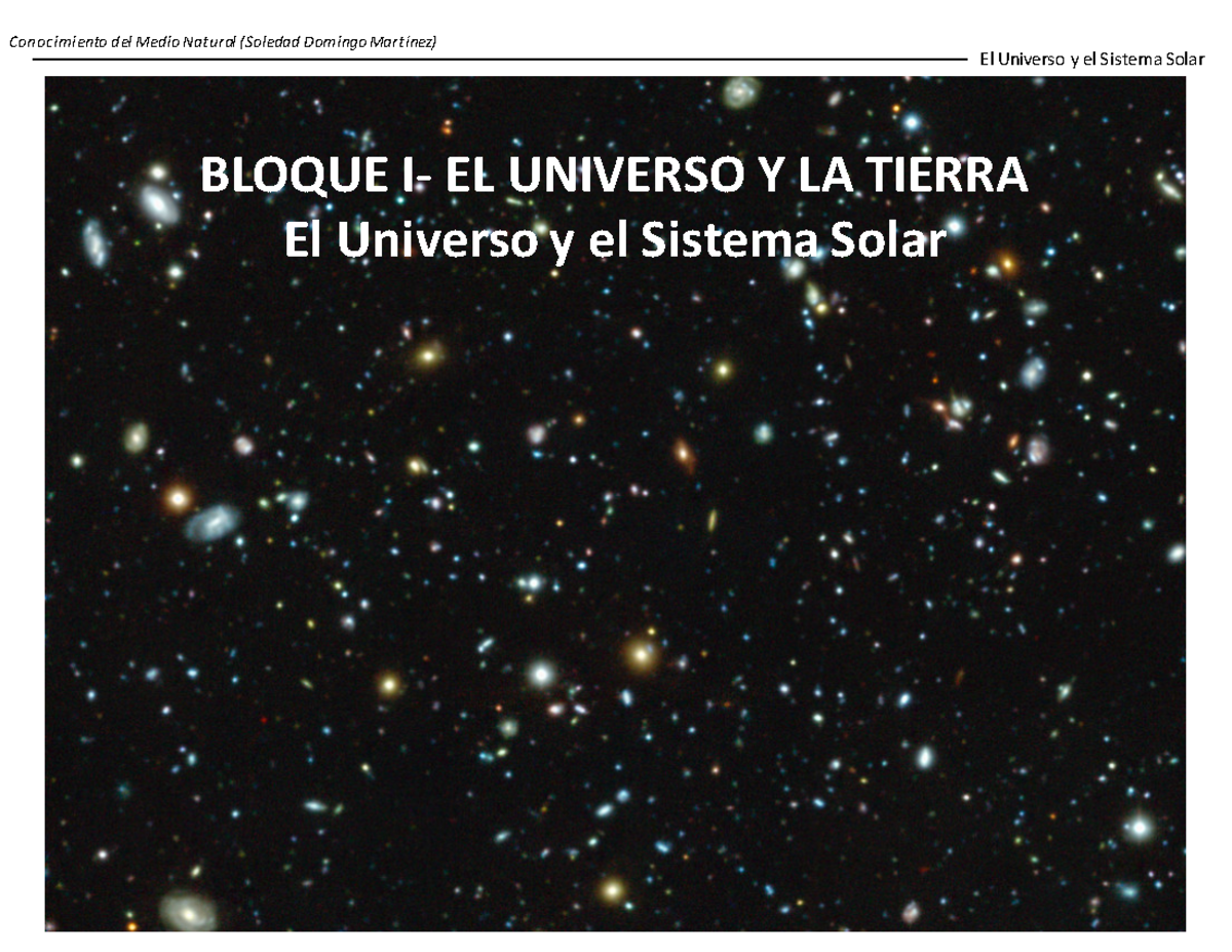 TEMA 1. El universo y el sistema solar - El Universo y el Sistema Solar ...