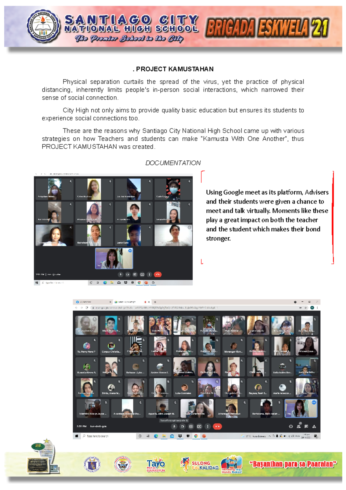 Project kamustahan - assignment - . PROJECT KAMUSTAHAN Physical ...