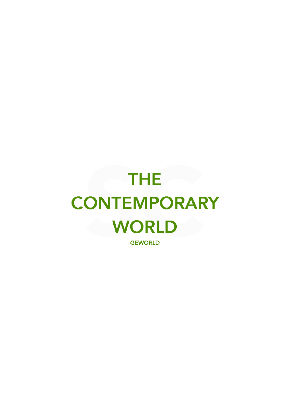 GEWORLD: The Contemporary World - THE CONTEMPORARY WORLD GEWORLD SC ...