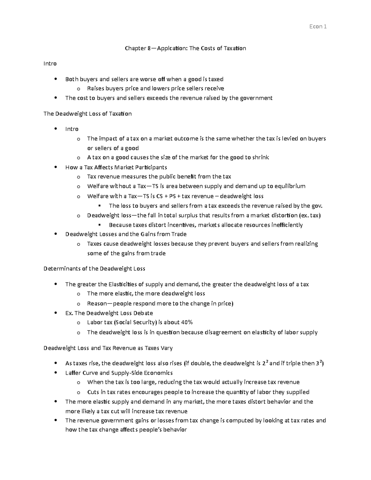 Econ Chapter 8 Notes - Summary Principles of Economics - Econ 1 Chapter ...