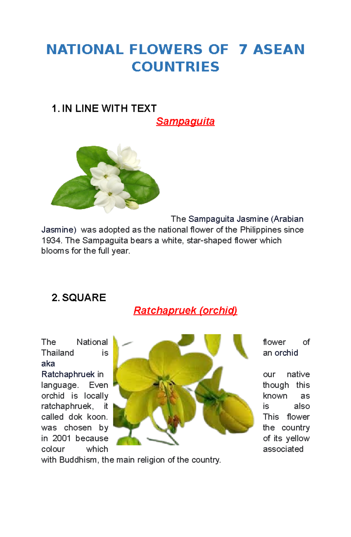 National Flowers OF 7 Asean Countries - NATIONAL FLOWERS OF 7 ASEAN ...