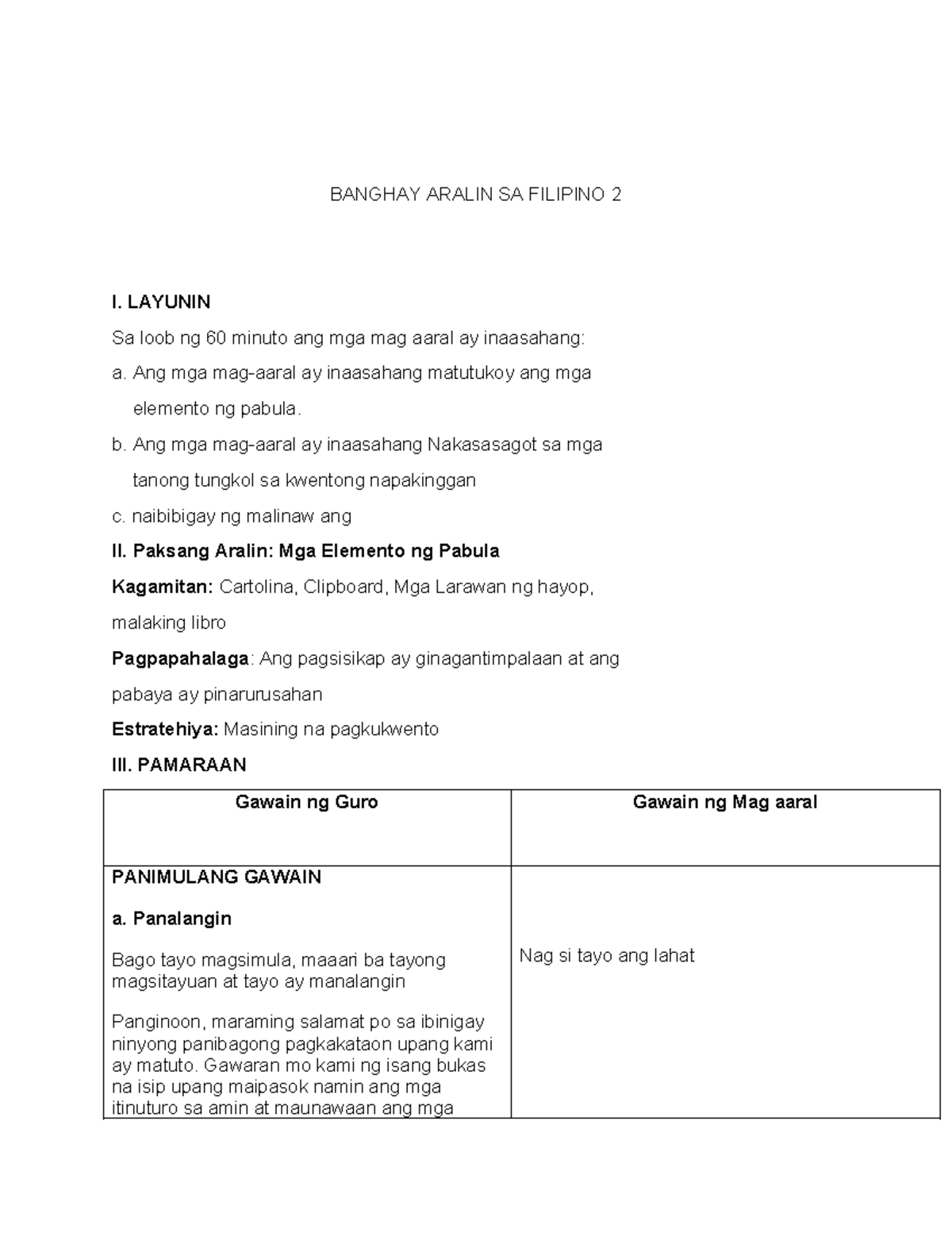 Banghay Aralin SA Filipino (eme) - BANGHAY ARALIN SA FILIPINO 2 I ...