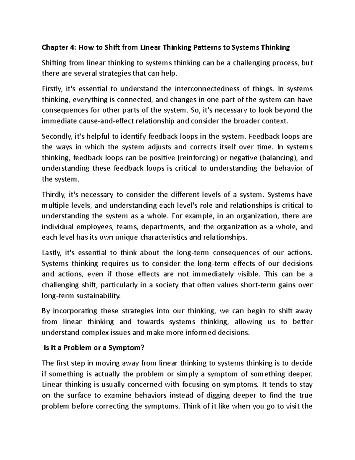 PART 4- The Art Of Thinking In Systems - Chapter 4: How to Shift from ...