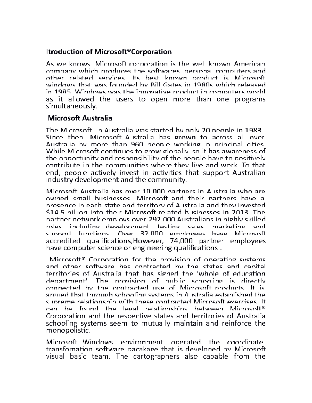 Introduction microsoft - Itroduction of Microsoft®Corporation As we ...