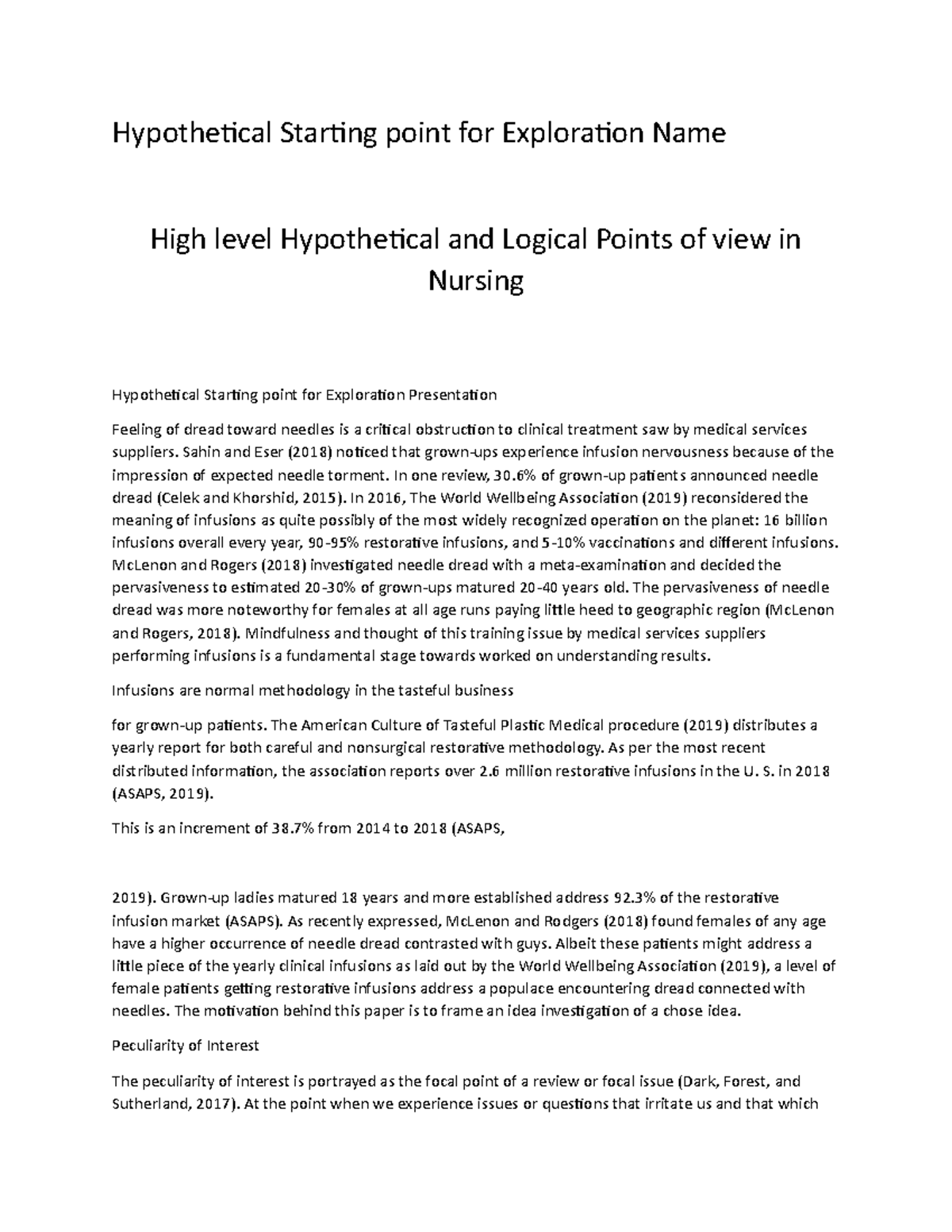 Hypothetical Starting point for Exploration Name - Sahin and Eser (2018 ...