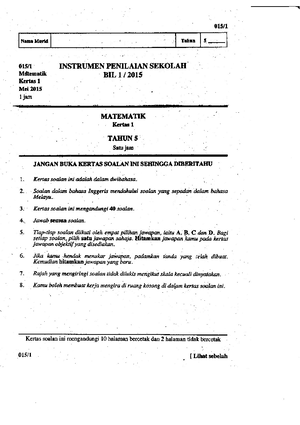 SPM Template Answer Sheet - KERTAS JAWAPAN CALON (PAPER 1) NAMA ...