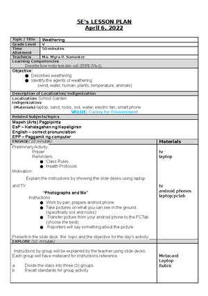 SHS CNF COT - lesson plan - Republic of the Philippines Department of Education REGION X ...