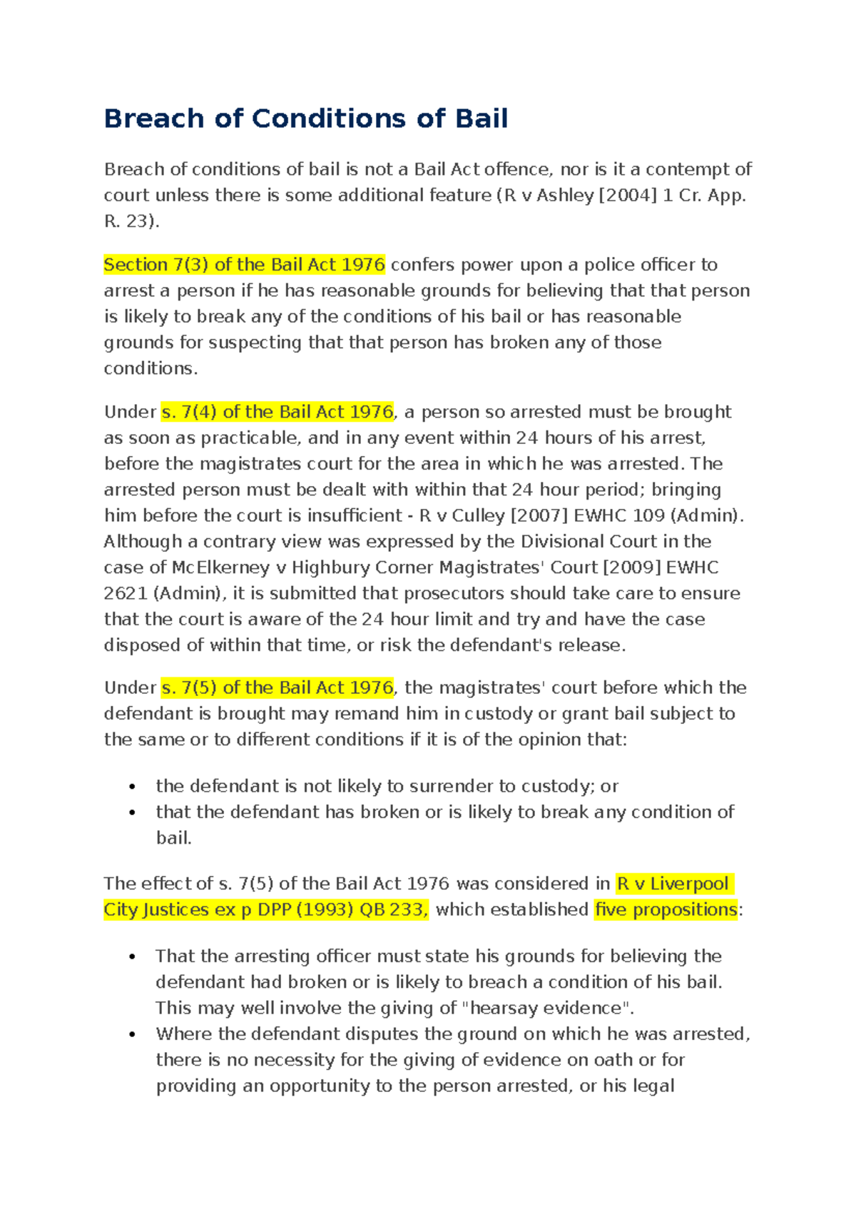 Breach of Conditions of Bail - Breach of Conditions of Bail Breach of ...