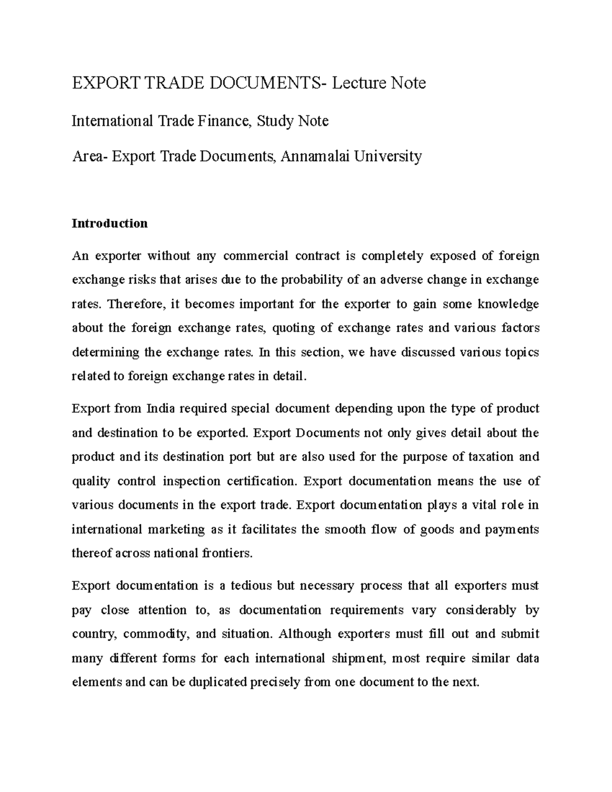 Export Trade Documents - Therefore, it becomes important for the ...