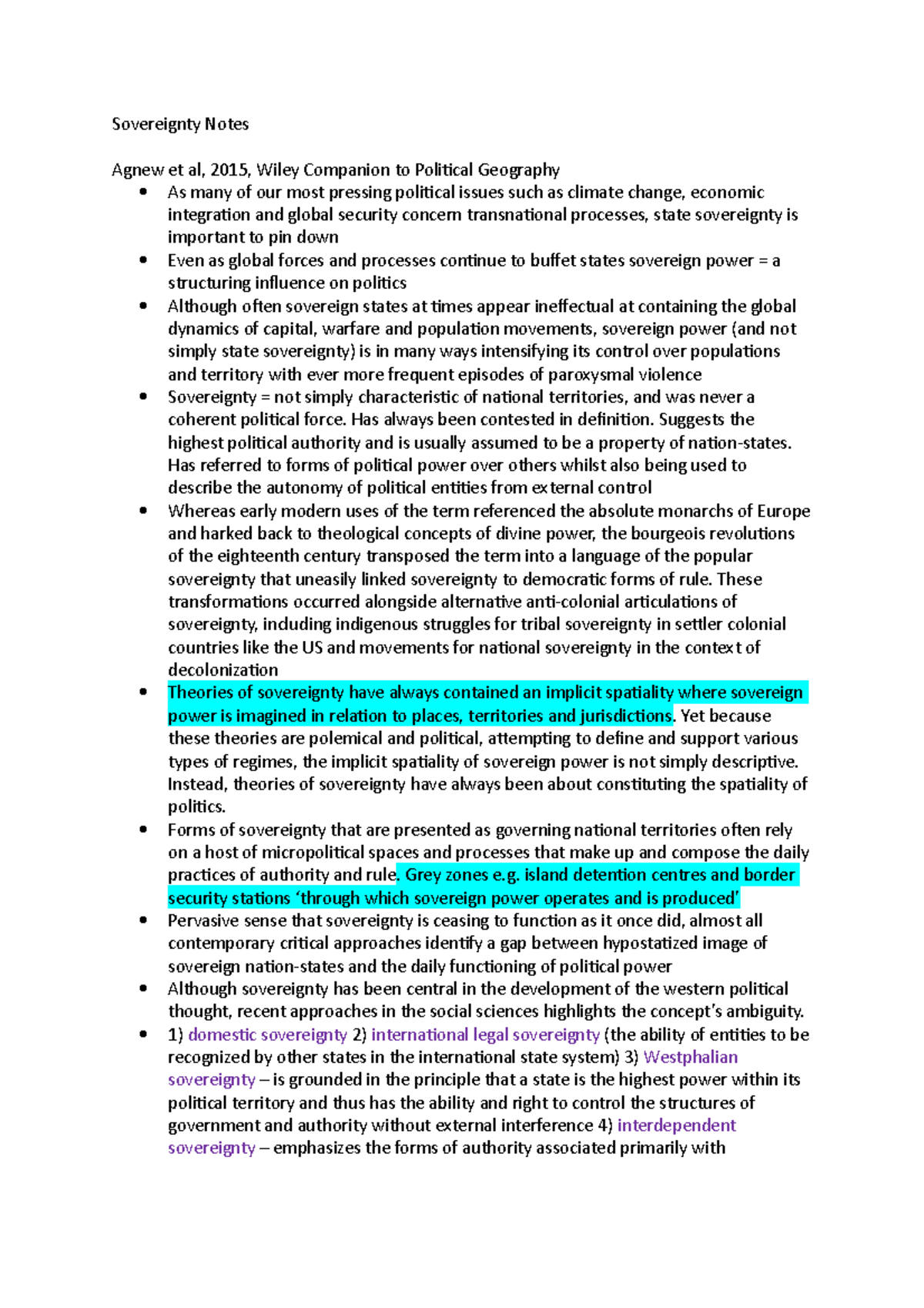 Sovereignty Notes - Studocu