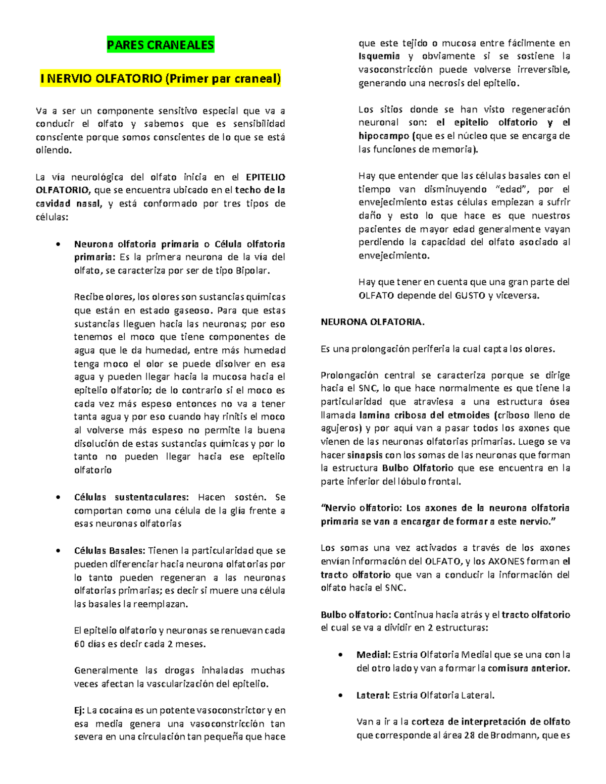 Pares Craneales - Resumen - Warning: TT: undefined function: 32 Warning: TT: undefined function ...