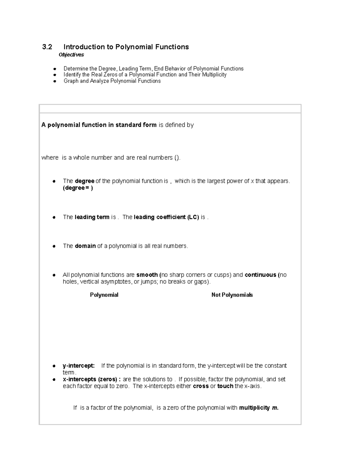 Notes 8/22 - MAT 112 Mrs. Rock - 3 Introduction to Polynomial Functions ...