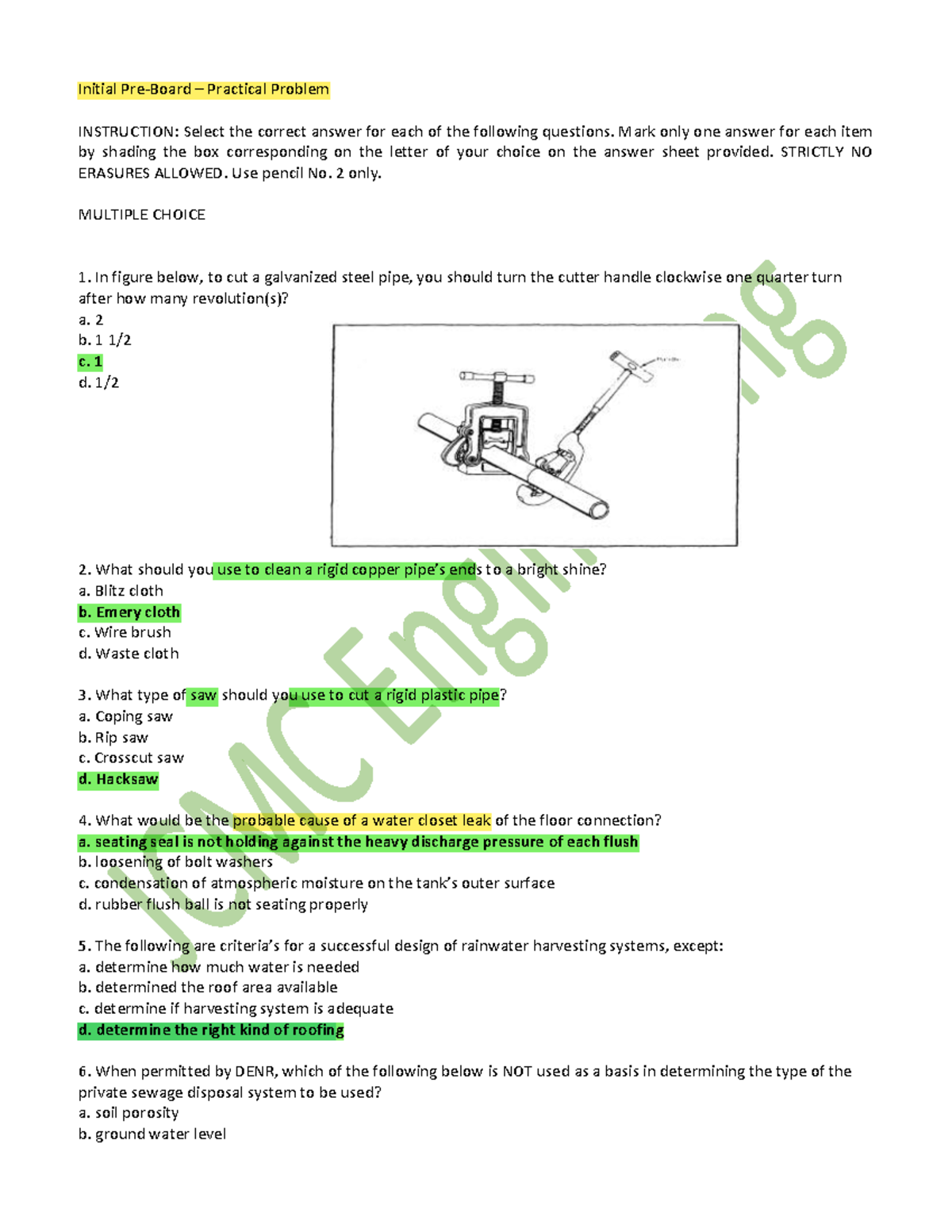 Initial Pre-Board - Practical Problem Answers Key - Initial Pre-Board ...