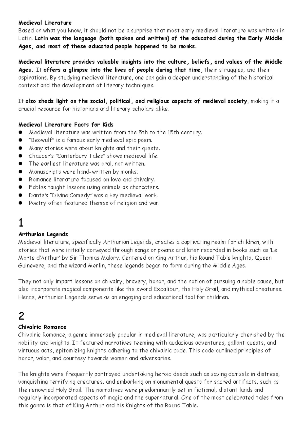 Medieval-Literature - Medieval Literature in Brief Detail - Medieval ...