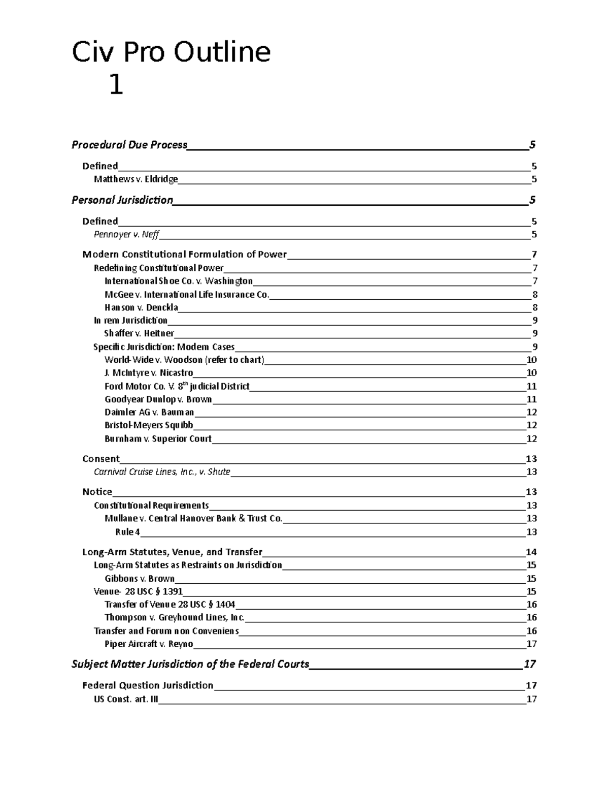 Outline - Procedural Due Process
