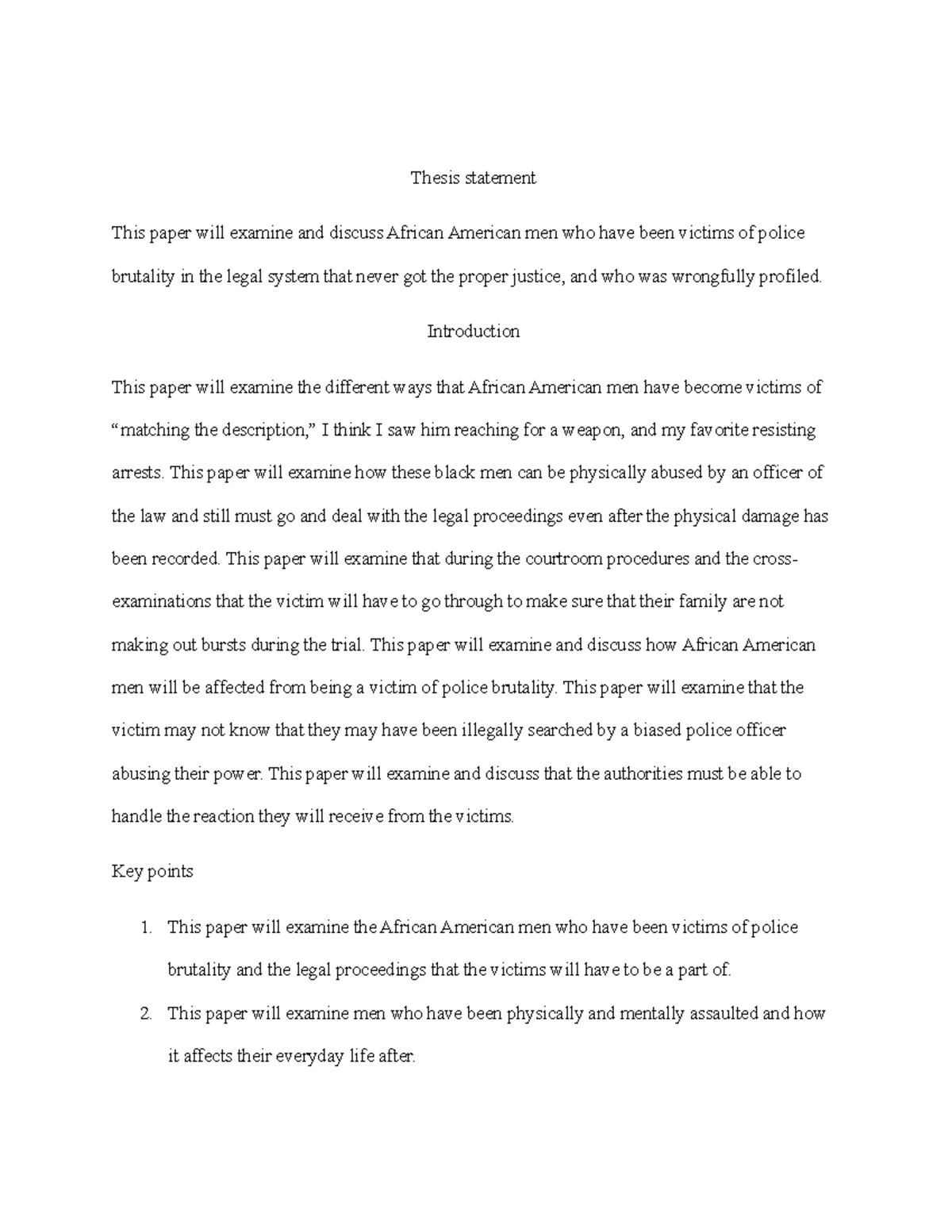 Document 1 - these are notes - Thesis statement This paper will examine ...