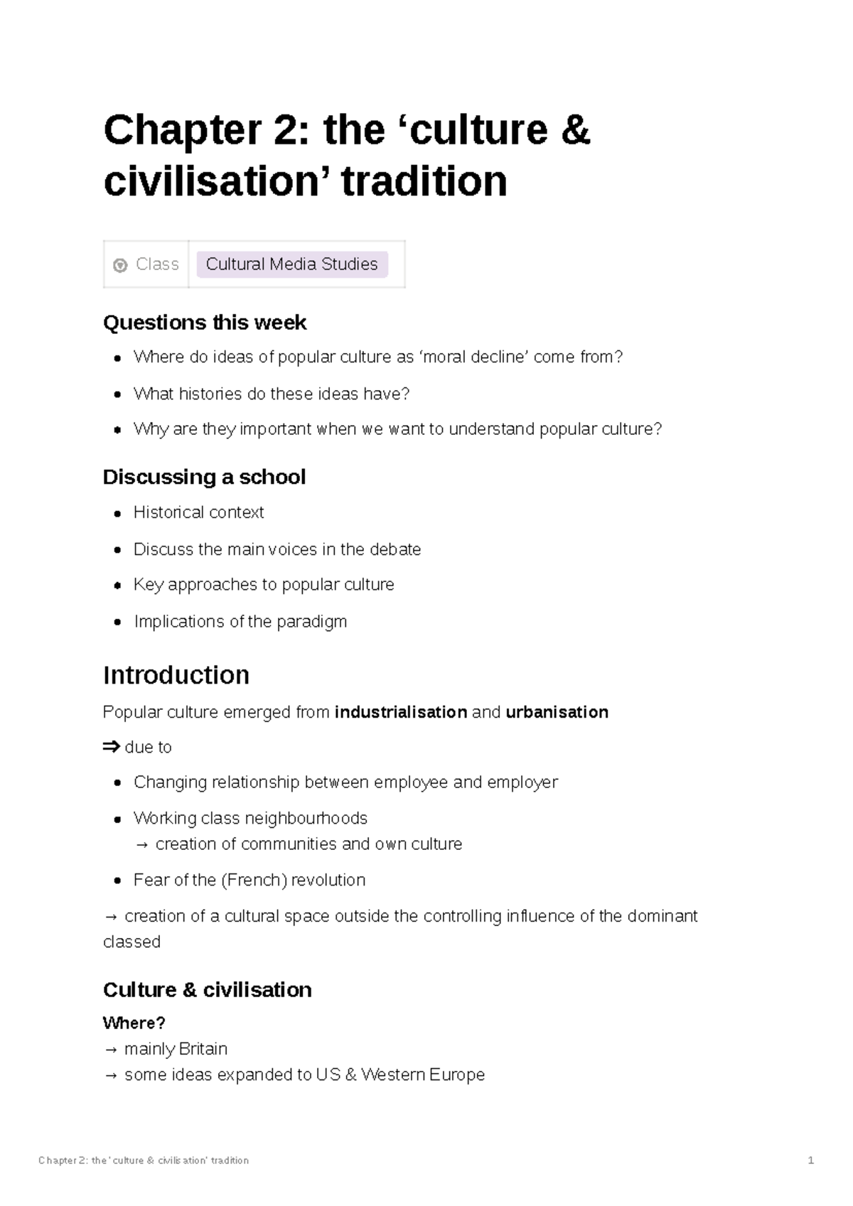 Chapter 2 the ‘culture & civilisation’ tradition - Chapter 2: the ...