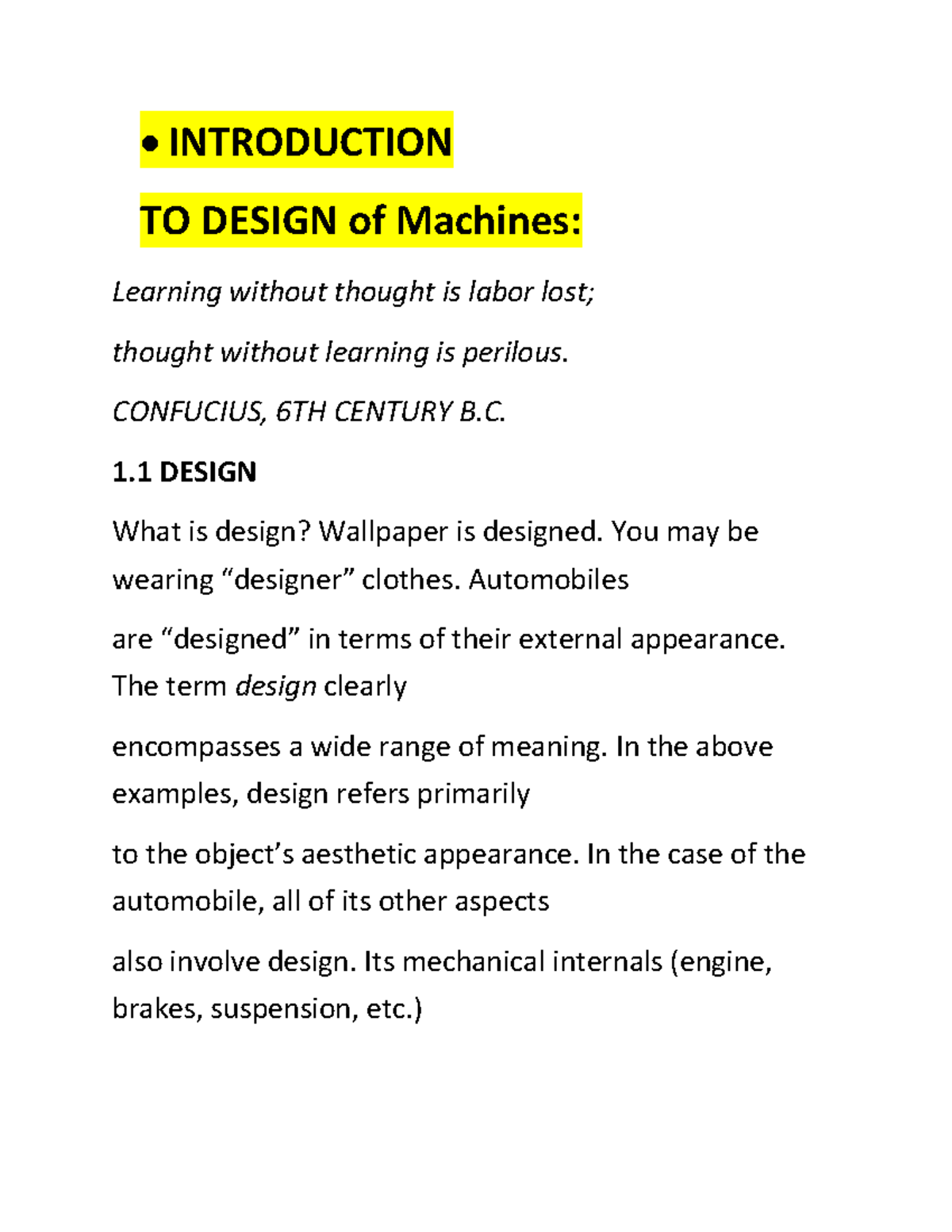 Introduction TO Design OF Machines - INTRODUCTION TO DESIGN of Machines ...