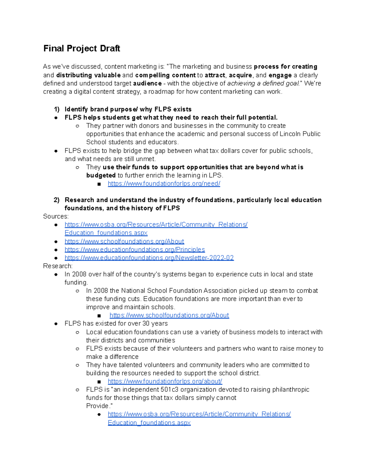 Brand Campaign Assignment - Final Project Draft As we’ve discussed, content marketing is: “The ...