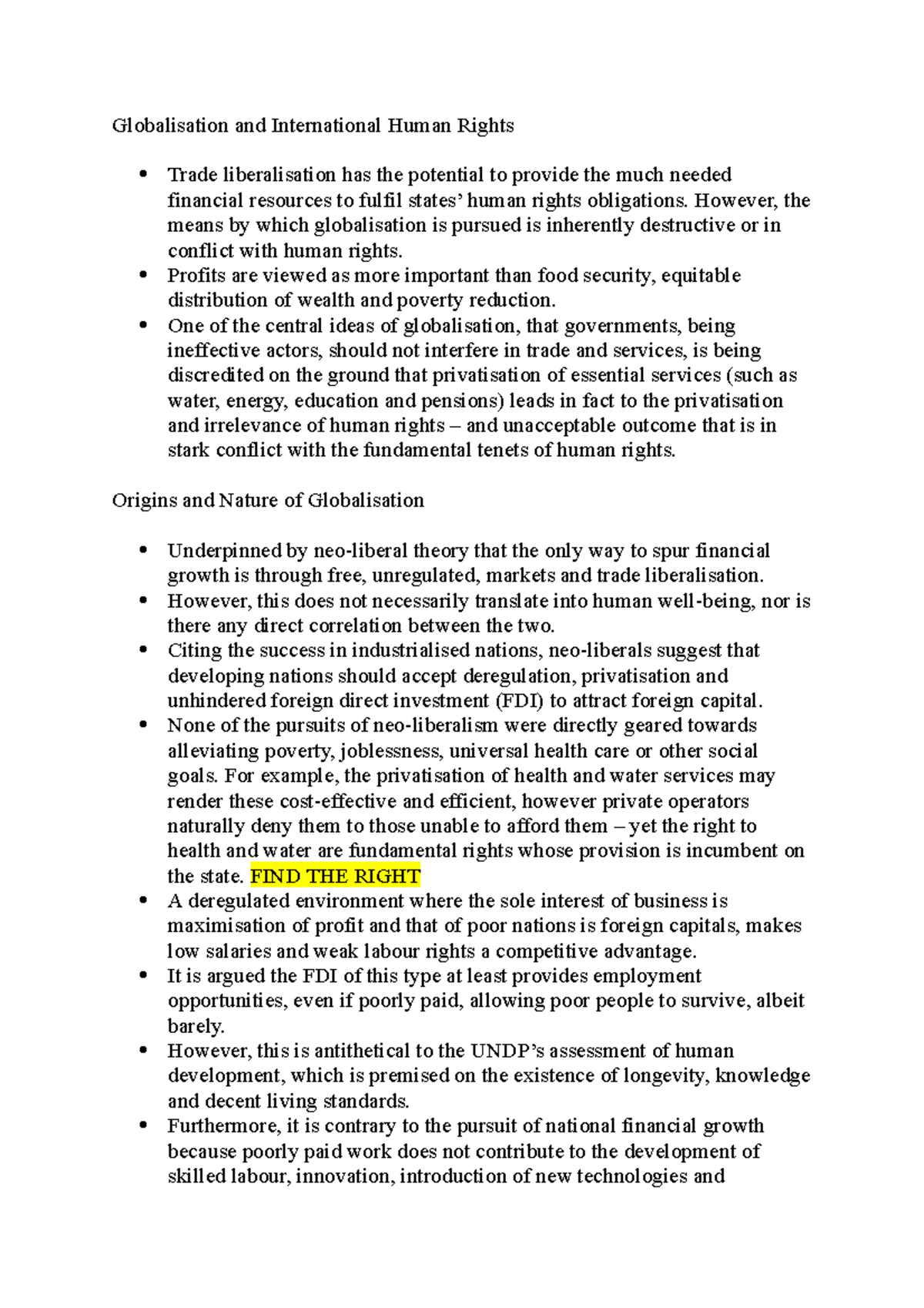 Globalisation EXAM Notes - Globalisation and International Human Rights ...