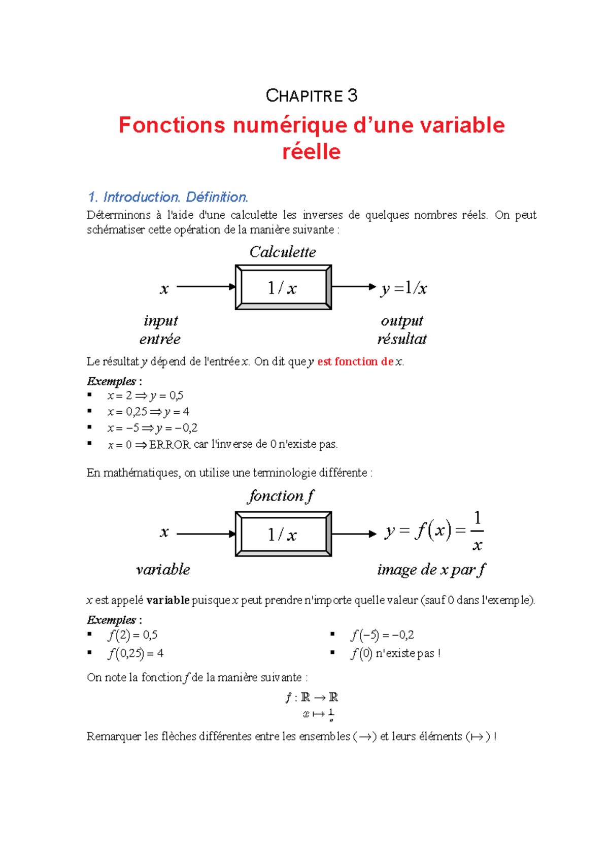 3e Chapitre 3 Fonctions - CHAPITRE 3 Fonctions numérique d’une variable réelle Introduction ...