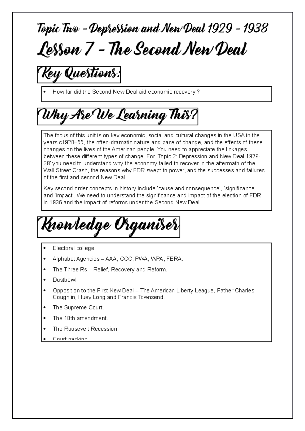 Lesson 7 - Topic Two - A-Level History - USA - Electoral college ...