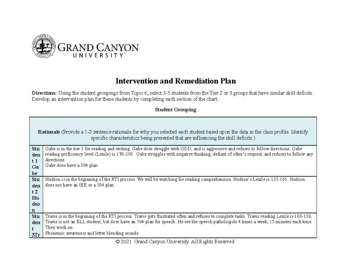 REA-350 RS T7 Interventionand Remediation Plan - Intervention and ...