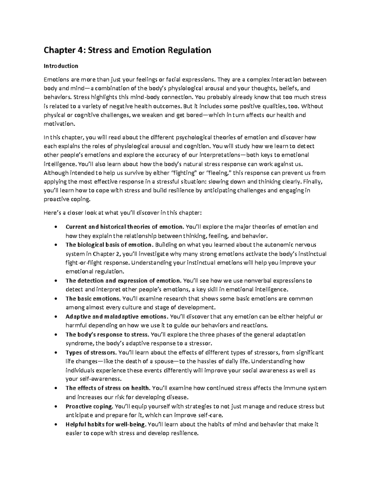 Chapter 4 - Chapter 4: Stress and Emotion Regulation Introduction ...