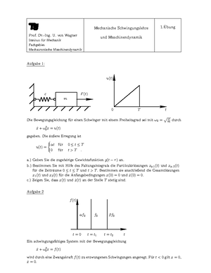 Schwingungen - Zusammenfassung Mechanische Schwingungslehre und Maschinendynamik - Studocu