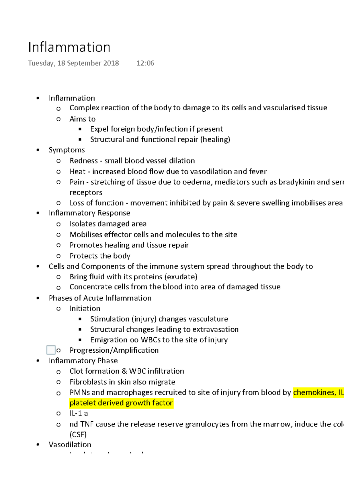 Inflammation - Inflammation Complex reaction of the body to damage to ...