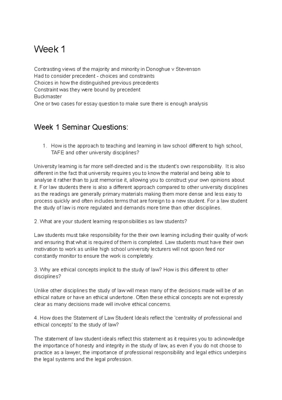 Week 1 Foundations Summary Of Lecture Notes Readings And Seminar Work Week 1 Contrasting