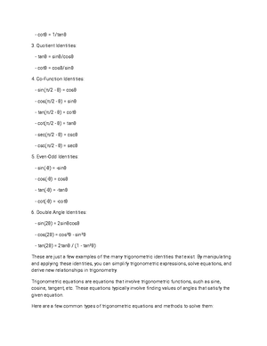 Trignometric Identities - Studocu