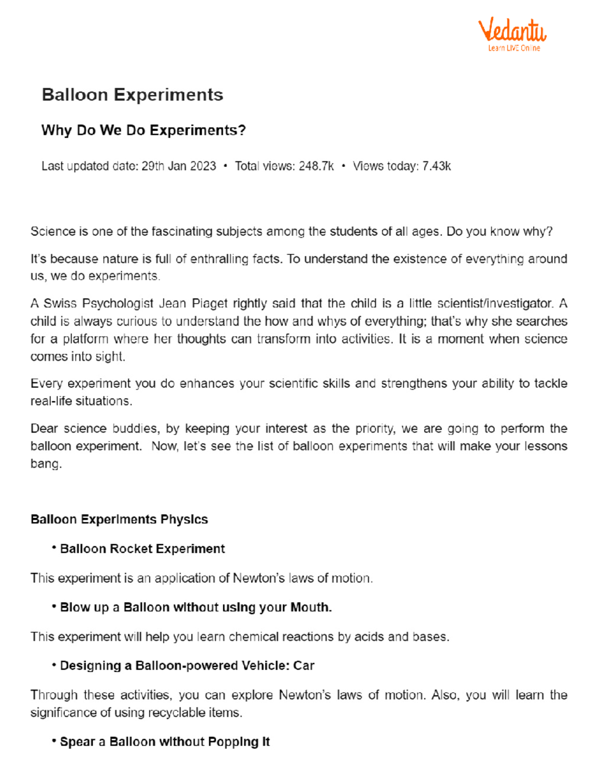 Balloon Experiments - B.tech CSE - Studocu